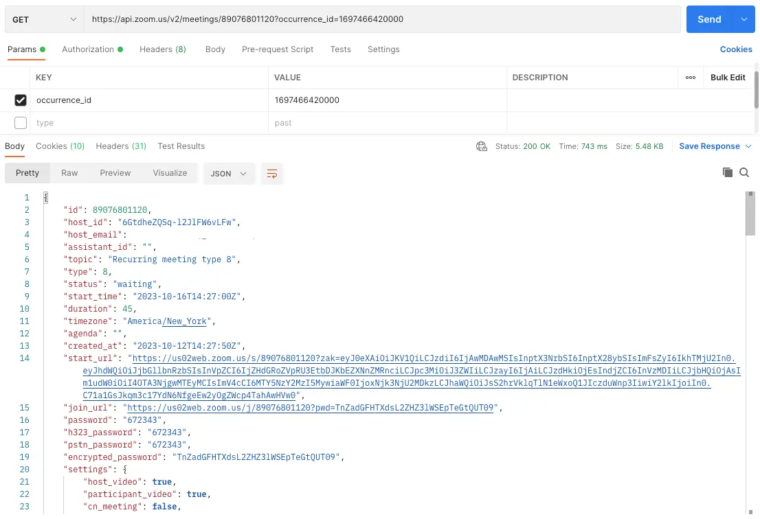 Zoom Meeting API querying tips - Occurrences IDs and instances - Zoom ...